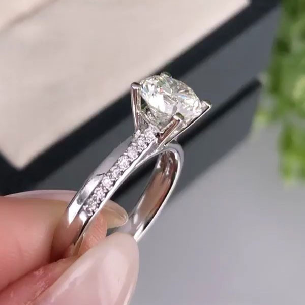 Round Cut White Sapphire Engagement Ring for Women | SayaBling