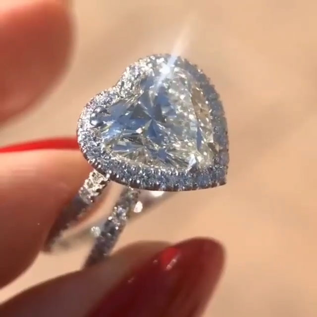 Heart Cut White Sapphire Heart Shape Engagement Ring | SayaBling Jewelry