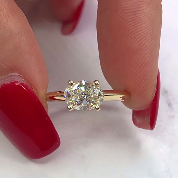 Handmade 1 Carat Sterling Silver Oval Stone Ring | SayaBling