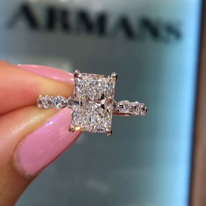 Radiant Cut White Sapphire Engagement Ring for Women | SayaBling Jewelry