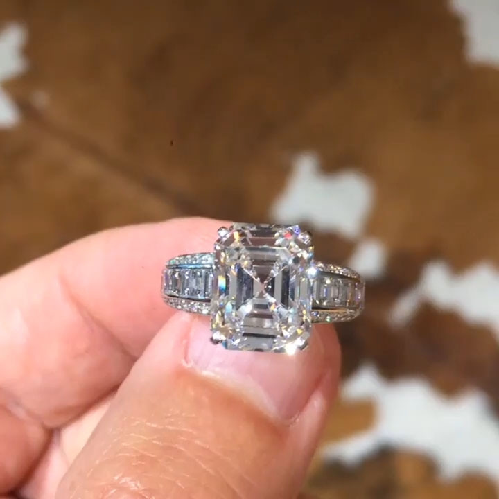 4ct Emerald Cut White Sapphire Engagement Ring | SayaBling