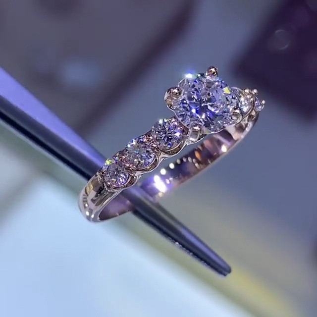 Round Cut White Sapphire Engagement Ring for Women | SayaBling