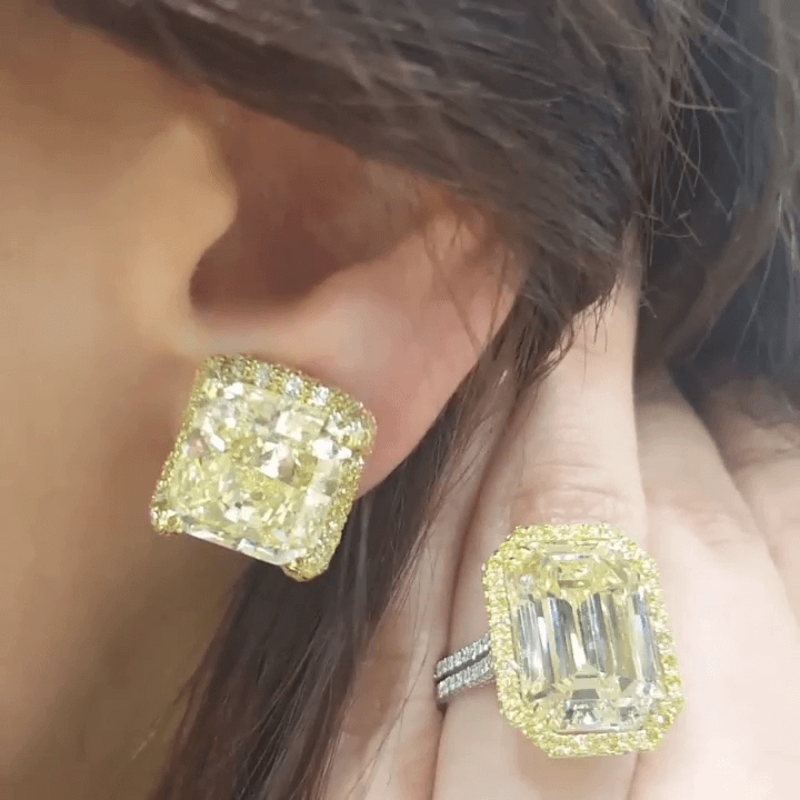 Yellow Sapphire Ring & Earrings Jewelry Set | SayaBling Jewelry