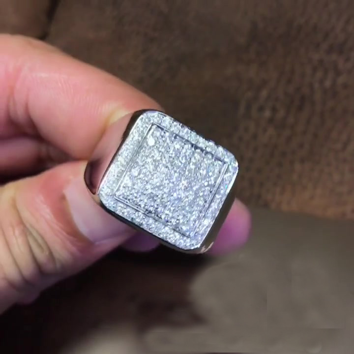 1.58ct Men's Micro-pave Setting Round Cut White Sapphire Ring for Men ...