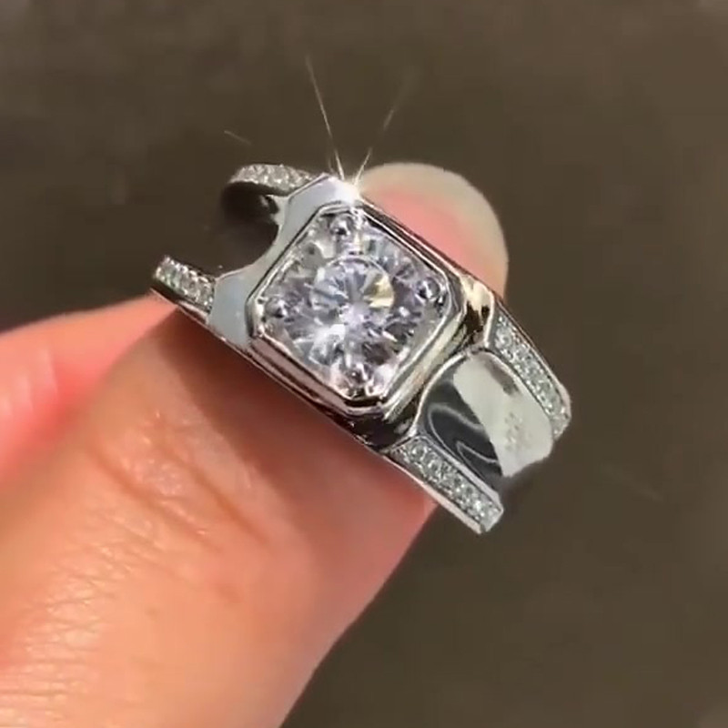 2.0ct Round Cut Diamond Ring For Men in Sterling Silver | SayaBling