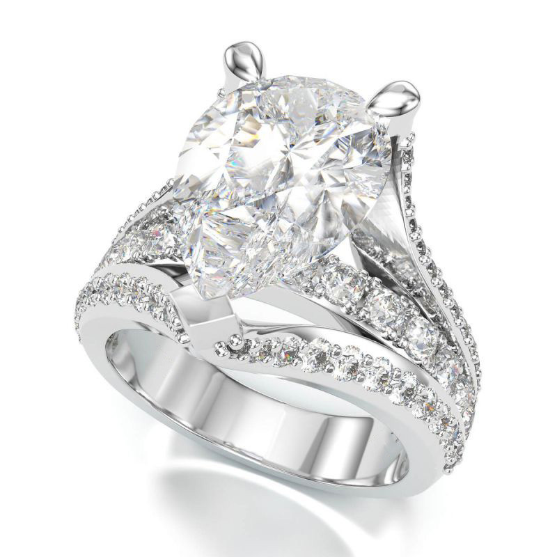 2ct Pear Cut Split Shank Engagement Ring | SayaBling