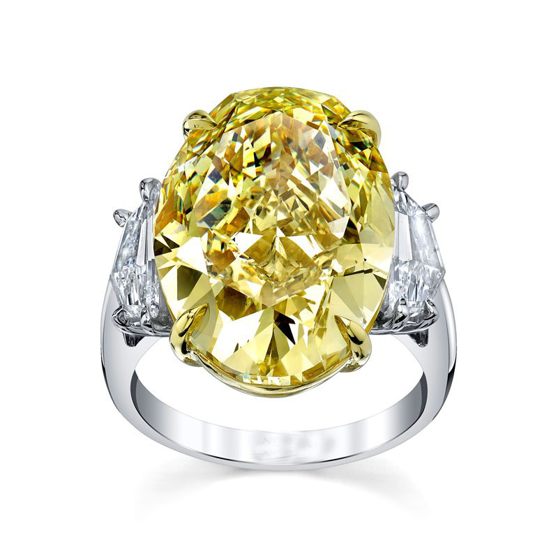 Three-stone Yellow Sapphire Engagement Ring for Women in Sterling ...