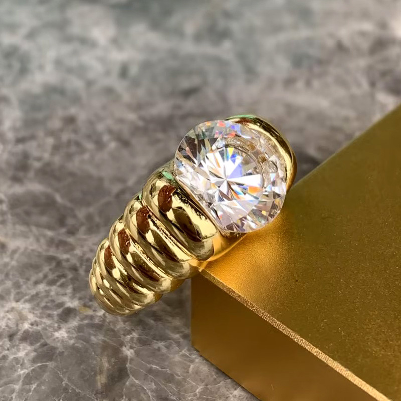 3.8ct Round Cut Curved Wave Engagement Ring | SayaBling