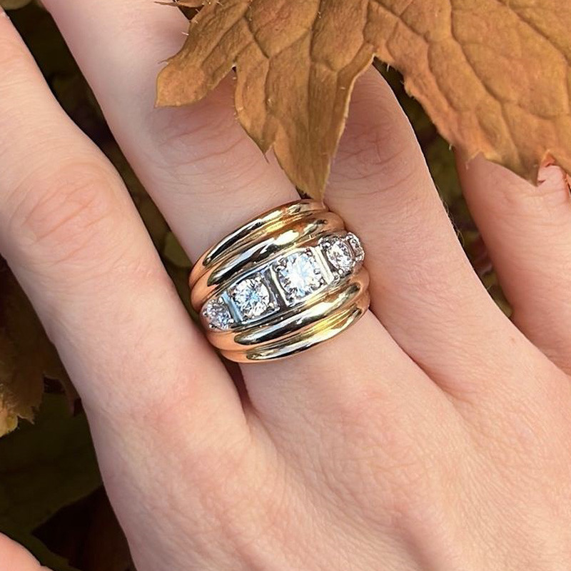 Round Cut White Sapphire Vintage Cocktail Ring | SayaBling