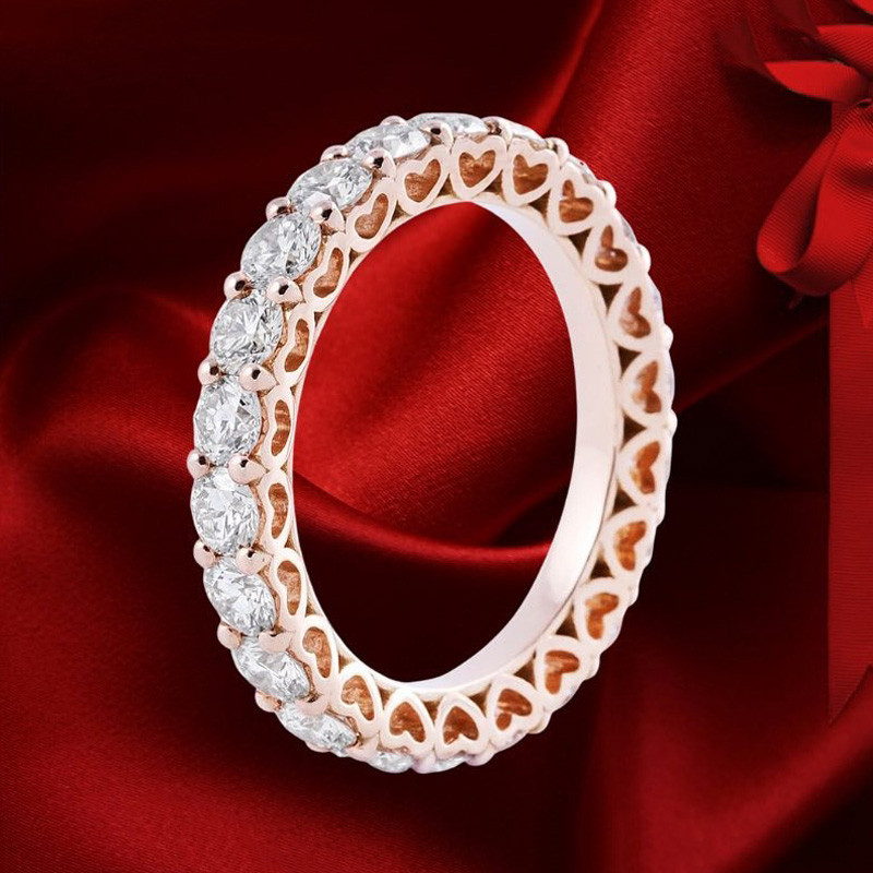 8ctw Round Cut White Sapphire Heart Eternity Ring | SayaBling