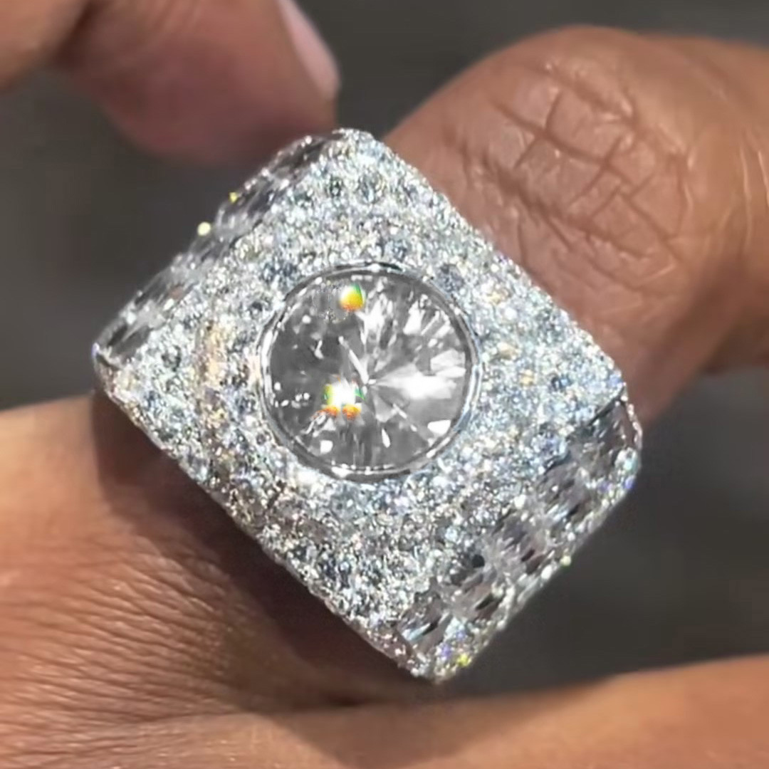 3ct Round Cut Paved Bold Men's Cocktail Ring | SayaBling