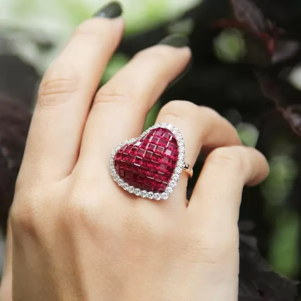 ruby love heart ring
