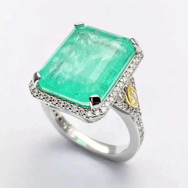 raw emerald wedding ring