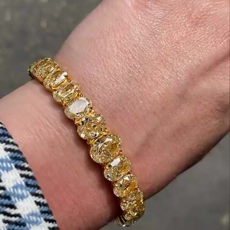 Fancy Yellow Oval Shaped Diamond Bracelet Wrist Chain | SayaBling