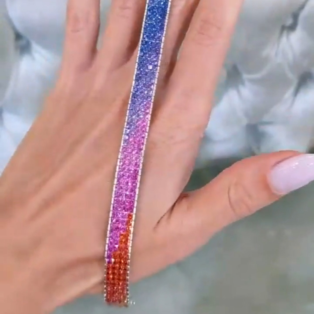26ctw Multicolor Sapphire Four-Row Rainbow Bracelet | SayaBling
