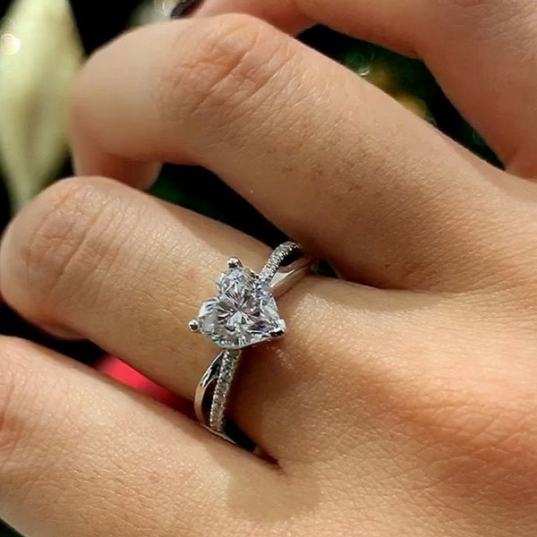 1.5ct Heart Cut White Sapphire Engagement Ring | SayaBling