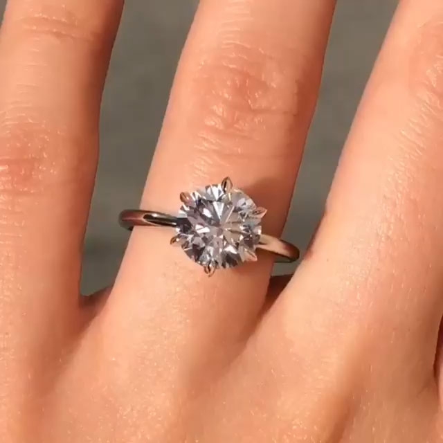 Round Cut White Sapphire Engagement Ring for Women | SayaBling